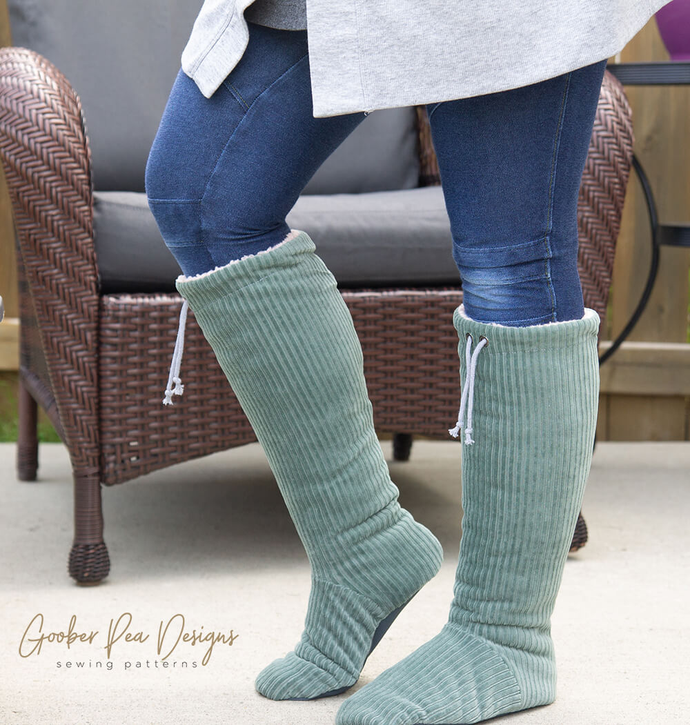 Adding a Drawstring to Slipper Boots - Goober Pea Designs